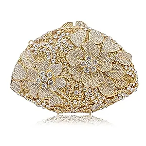 ZLXDP Hollow Out Crystal Diamond Women Flower Evening Clutch Bridal Wedding Handbag Purse (Color : D)
