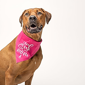 I Wear Pink for My Mom Cancer Ribbon Breast Cancer Dog Bandana (Hot Pink, OS 296)