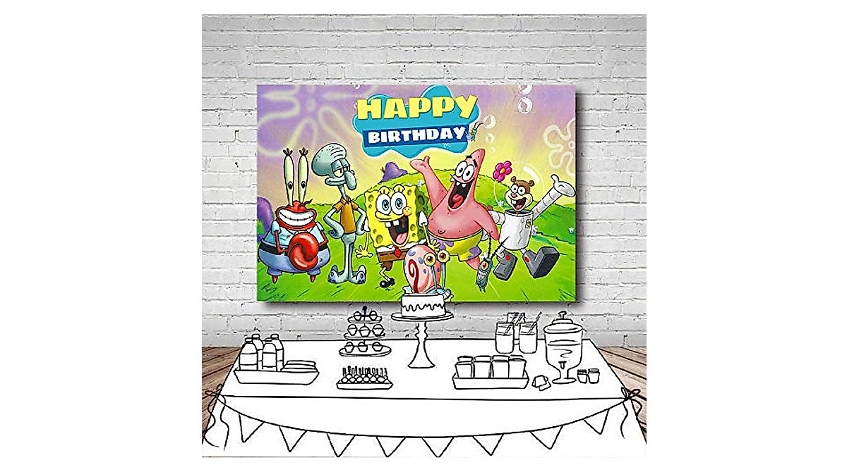 Spongebob Birthday Party Backdrop | Kids Photo Booth Decor