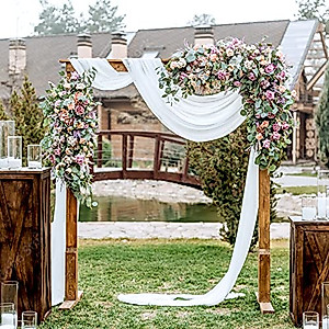 PARTISKY Wedding Arch Draping Fabric,2 Panel 28" x 19Ft White Wedding Arch Drapes Sheer Backdrop Curtain for Wedding Ceremony Party Ceiling Decor