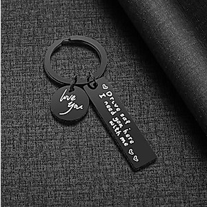 iWenSheng Drive Safe Keychain for Boyfriend - Drive Safe I Need You Here With Me Black Keyring Christmas Birthday Valentine’s Day Gifts for Him Boyfriend Husband Gifts