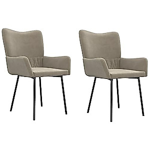 vidaXL Modern Velvet Dining Chairs, Set of 2, Light Gray, Comfortable Foam Padding, Durable Metal and Plywood Construction, Easy Clean
