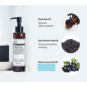 [DearKlairs] Gentle Black Deep Cleansing Oil 5.07 Oz | Composed of natural Vegan Black Bean, Black Sesame, Black Currant Seed oil for gentle, non-irritating cleanser for sensitive skin