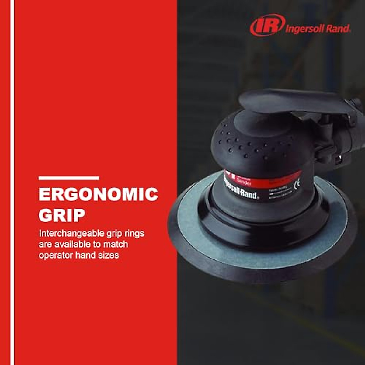 Ingersoll Rand 4151 Random Orbital Air Sander, 3/16" Orbit, 6" Vinyl Pad, 12,000 RPM, 0.2 HP
