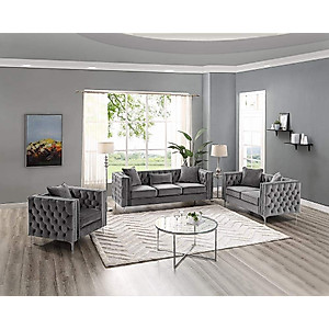 Lilola Home Lorreto Gray Velvet Loveseat