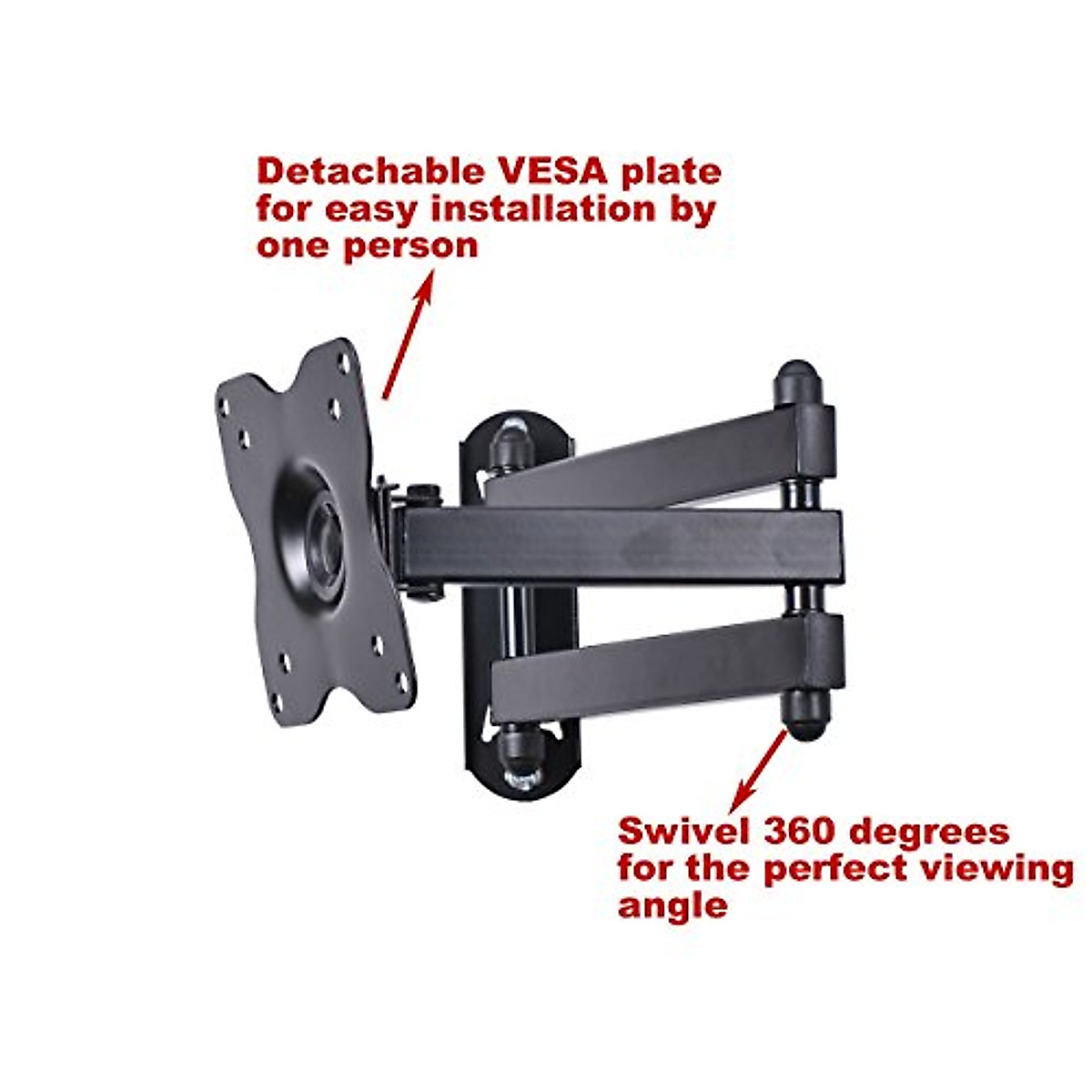 VideoSecu ML12B TV LCD Monitor Wall Mount Full Motion 15 inch Extension Arm Articulating Tilt Swivel for Most 19"-31" LED TV Flat Panel Screen with VESA 100x100, 75x75 1KX