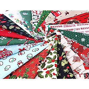 MoonyLI Christmas Cotton Craft Fabric Bundle Patchwork Precut Santa Claus Fabric Scraps for Christmas DIY Sewing Quilting Different Pattern Cloths 20x25cm