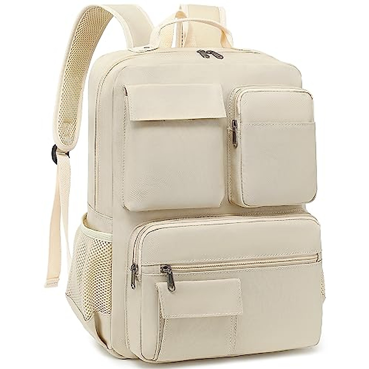 CAMTOP School Backpack Men Women Vintage Laptop Backpacks 15.6 Inch College Bookbags Laptop Bag Travel backpacks(Beige)