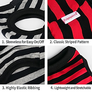 Frienperro Small Dog Shirt, 2-Pack Striped XXS Dog Clothes, Breathable Cotton Chihuahua Clothes for Small Dogs Girl Boy Yorkie, Small Pet Puppy Clothes Outfit Cat Vest,Red & Grey XXS