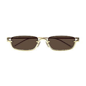Gucci GG Upside Down Super Narrow Sunglasses, Gold-Gold-Brown, One Size