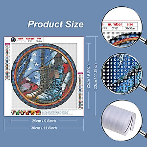 Stalente Diamond Painting Kits for Adults, 5D DIY Diamond Art Kits for Beginners Round Full Drill Diamond Painting for Home Wall Decoration Gift 12×12inch, Boots