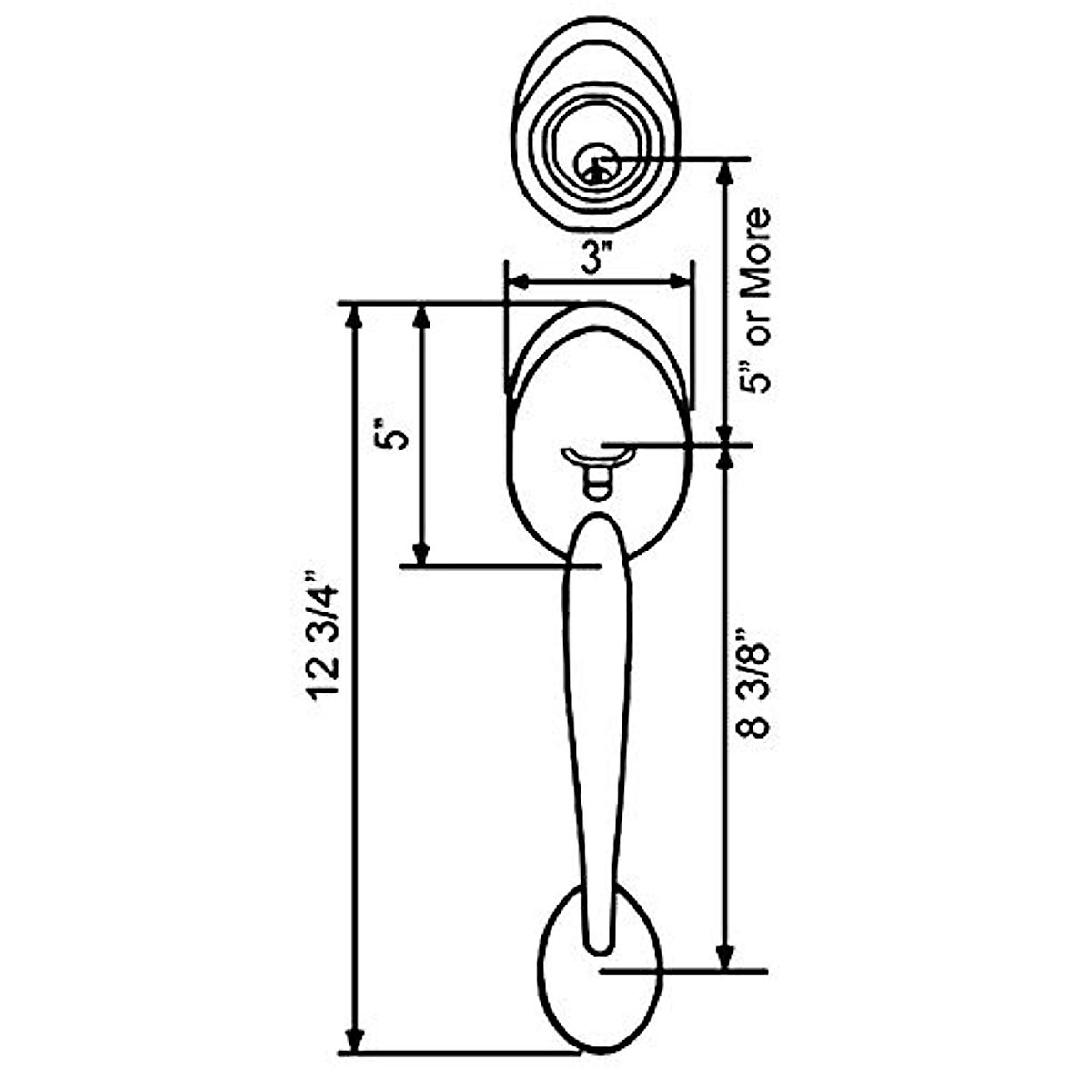Satin Nickel Front Door Single Cylinder Deadbolts (keyed on The Outside and a Thumb Turn on The Inside) Handleset Handle Set with 835DC Lever (Front Door Handleset)