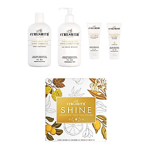 Curlsmith - Shine Kit, Shampoo, Conditioner, Jelly & Cream, Sensitive, Fragrance Free, for All Curl and Hair Types, Vegan, 2 x 12 fl oz, 2 x 2 fl oz