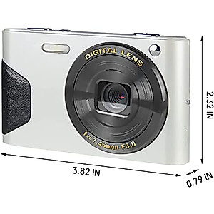 Digital Camera 18MP 2.7-Inch LCD Screen 8X Digital Zoom FHD 1080P Digital Camera Compact Camera Students Boys Girls Gift Support Connect to Computer Print (White)