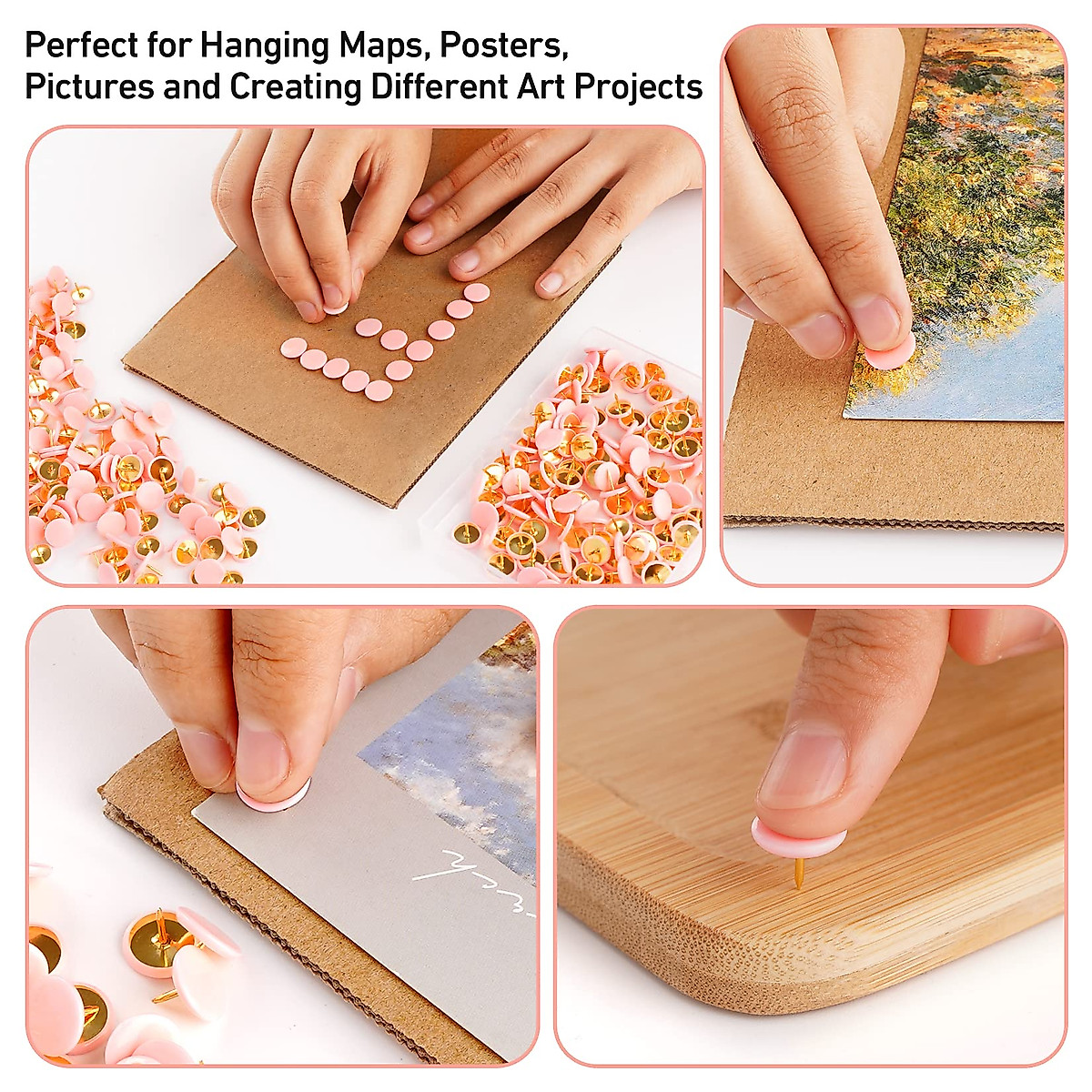 Grtard Steel Thumb Tacks 300 Pack, Thumb Tack Push Pins Silver Round Head Pins Office Thumbtack, Push Pin for Home, School, Sharp Steel Points 3/8 Inch Head, Silver