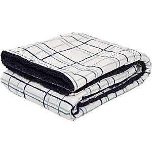 Lila & Jack Reversible Mink and Sherpa Baby Blanket, Newborn - Toddler Blanket 30 X 40 Inches (Mix Grid)