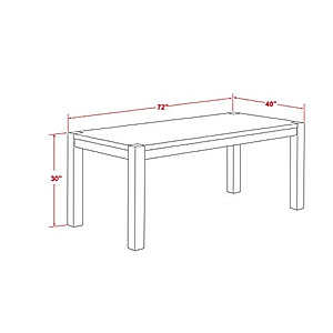 East West Furniture Wooden LM7-0N-T Wood Dining Table Rectangular Tabletop and 72 x 40 x 30-Sandblasting Antique Walnut Finish