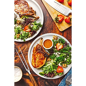 Zebra Wood, 6-Piece BBQ Knife Set, Fully Forged Stainless Steel Grilling Utensils Including Brisket Knife, Butcher Knife, Chef's Knife, Boning Knife, Carving Fork, Knife Carrying Roll