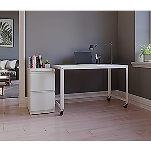 Office Dimensions 21647 White RTA 48" Wide Mobile Metal Desk Workstation Home Office Collection