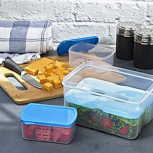 Fit & Fresh 216HL Entree Set with Ice Pack, 3 Reusable Portion Control Containers, BPA-Free, Microwave/Dishwasher Safe Lunch Box, Entrée, Blue