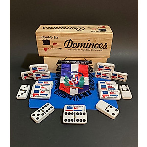 PRK 14 Dominican Rebulic Flag with Double six Domino Dominoes Game Tiles Domino Family Fun Gifts (Dominican)