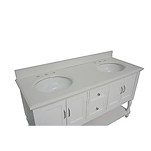 Kitchen Bath Collection Beverly 60-inch Double Bathroom Vanity (White/Quartz): Includes White Cabinet with Stunning Quartz Countertop and White Ceramic Sinks