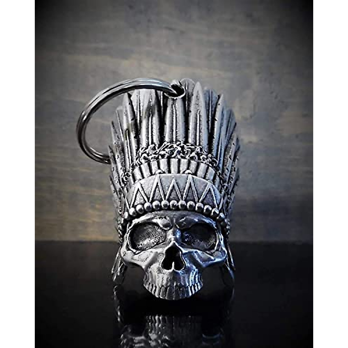 Bravo Bells Indian Skull Bell - Biker Bell Accessory or Key Chain for Good Luck on the Road