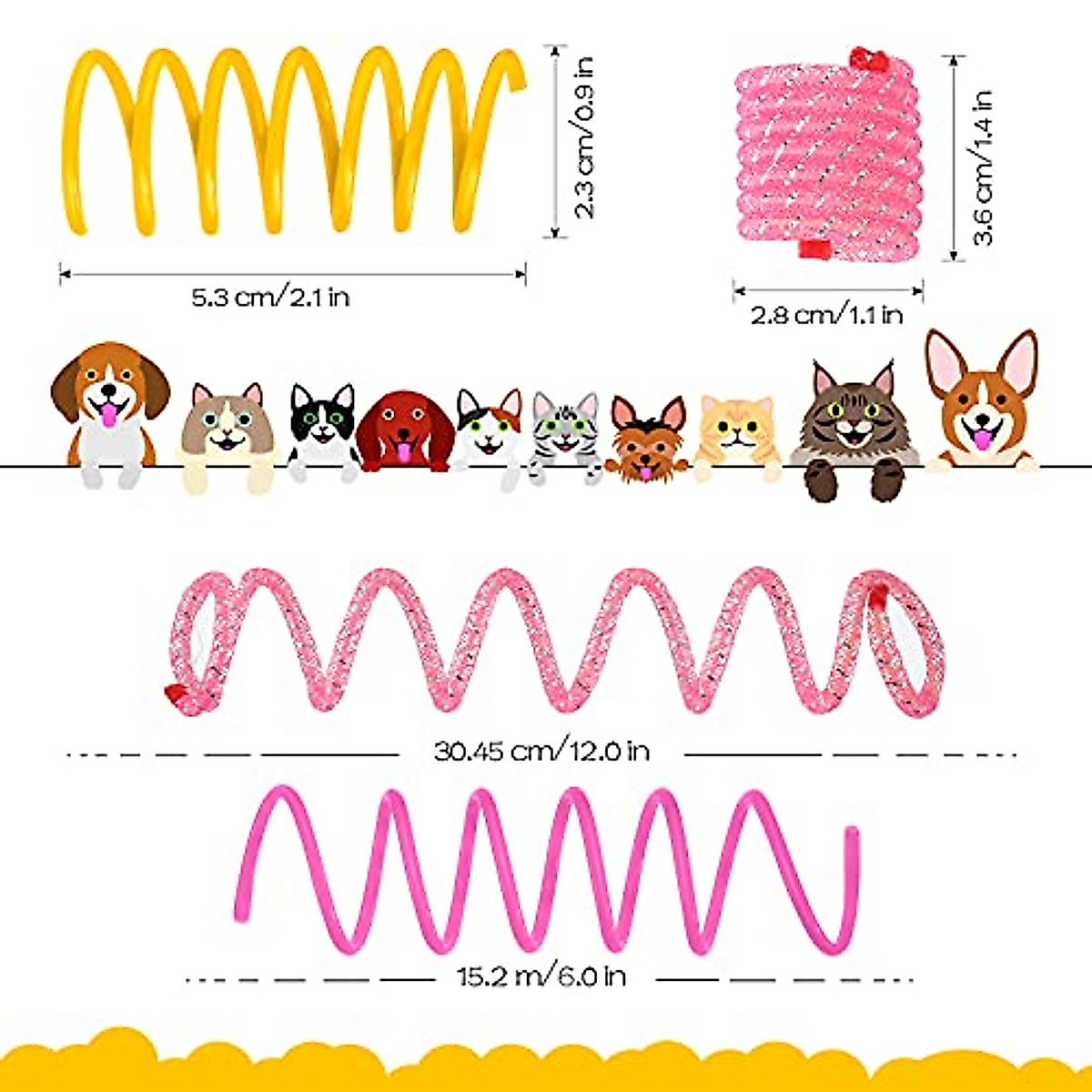 30 Pieces Cat Springs Cat Spiral Toys Cat Fetch Chew Toy Kitten Pet Plastic Coil Spiral Springs for Kitten Bouncing Play Training, 2 Styles