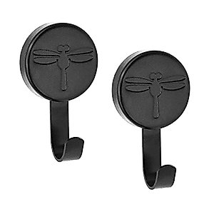 AOAOYING Magnetic Rubber Adhesive Hooks- Reliable Magnetic Hanger Adhesive Hooks Heavy Duty Stick on Wall Hooks for Indoor/Outdoor Hanging (Black 2 Pack)