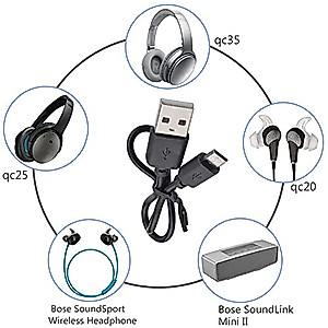 Replacement Charging Cable QC35 Charger Cable Power Cord Compatible with Bose QuietComfort 35 QC35II QC25 QC20 SoundLink II Over-Ear Wireless Headphones