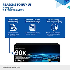 90X Black High-yield Toner Cartridge with CHIP (1-Pack) | Replacement for HP90X Toner 90A CE390A Works with Laser Enterprise 600 M602, M603 Series; Laser Enterprise M4555 MFP Series Printer | CE390X
