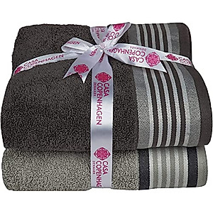 CASA COPENHAGEN, Designed in Denmark, 550 GSM, 12x12 Inches, Washcloths Towels, Set of 24 Towels, Super Soft and Absorbent, Egyptian Cotton Towels for Bathroom & Kitchen - Silver Grey and Dark Grey