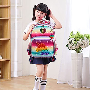 Egchescebo Girls Unicorn Toy backpack School Bookbag for Girls Kids Bling School Elementary Backpacks 17" 3PCS Toddler Backpack with Lunch Box Girls Bookbag Unicorn Bags for Girls Pink