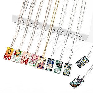 10Pcs Kimetsu No Yaiba Rengoku Mitsuri Necklace Set - Tanjiro Anime Hanafuda Pendant Chains - Halloween Costume Cosplay Gifts for Men Women and Fans (10 PCS Necklaces)
