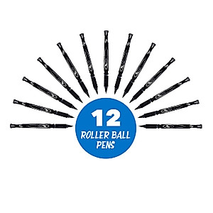INC R2 ROLLERBALL 0.7 MM Tip Medium Point 12 Count Comfort Grip R-2 Roller ball Pens with Free Flowing Liquid Ink for Smooth Writing, Premium Black Ink Pens for Home, School or Office