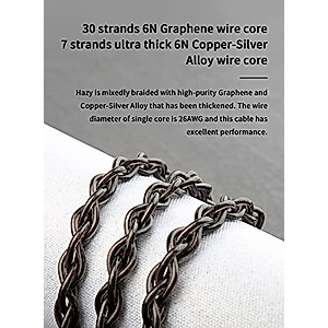 YINYOO Replacement Earphones Cable Kbear Copper-Silver Alloy Mixedly Braided Upgrade Cable for TIN Audio T2 T3 T2 PRO Shure SE215 SE535 UE900,BGVP Earphones (3.5mm Plug, mmcx)