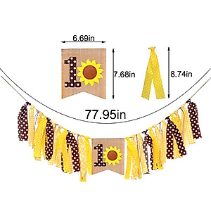 Rainlemon Sunflower Boy Girl 1st Birthday Party Highchair Banner Summer High Chair Bunting Garland Decoration