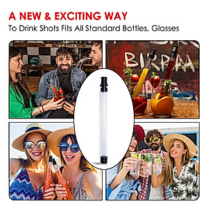Shot Straw, Landkitch Shot Tube Holder Drinks Straw for Liquor, Beach Pool, Parties, Fits All Standard Bottles, Glasses, Tumbler, BPA-Free, Dishwasher Safe (1 pc)