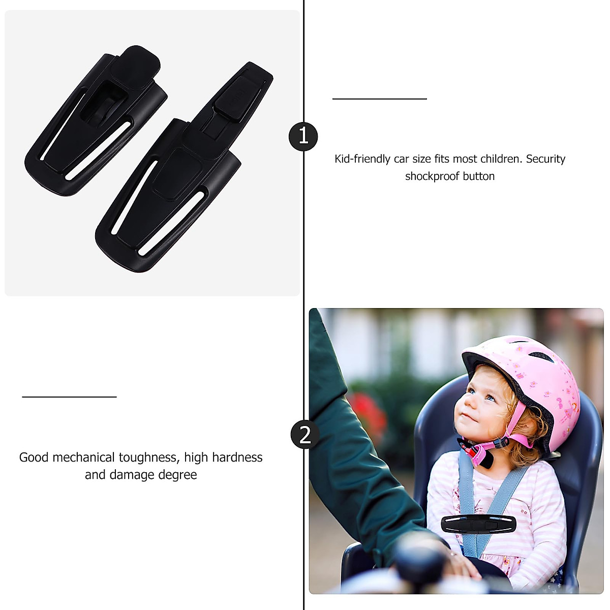 HEALLILY Baby Chest Harness Clip Adjustable Safety Belt Guard Seat Buckle Part 5 PCS (Black)