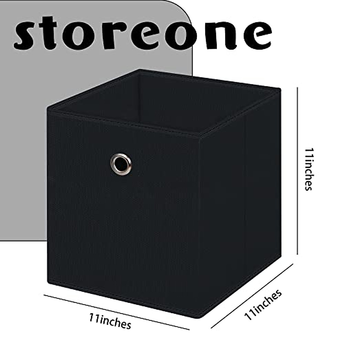 DABEACT Black Fabric Cubes Storage Containers ,11 Inch Cloth Storage Cube Foldable Storage Bins Cubes Organizer Baskets with Dual Handles for Shelf Closet Set of 3,(Black)