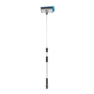 Camco RV Flow-Through Wash Brush | Features an Adjustable Handle, a Standard Garden Hose Connection, and an On/Off Button to Control Water Flow (43633)