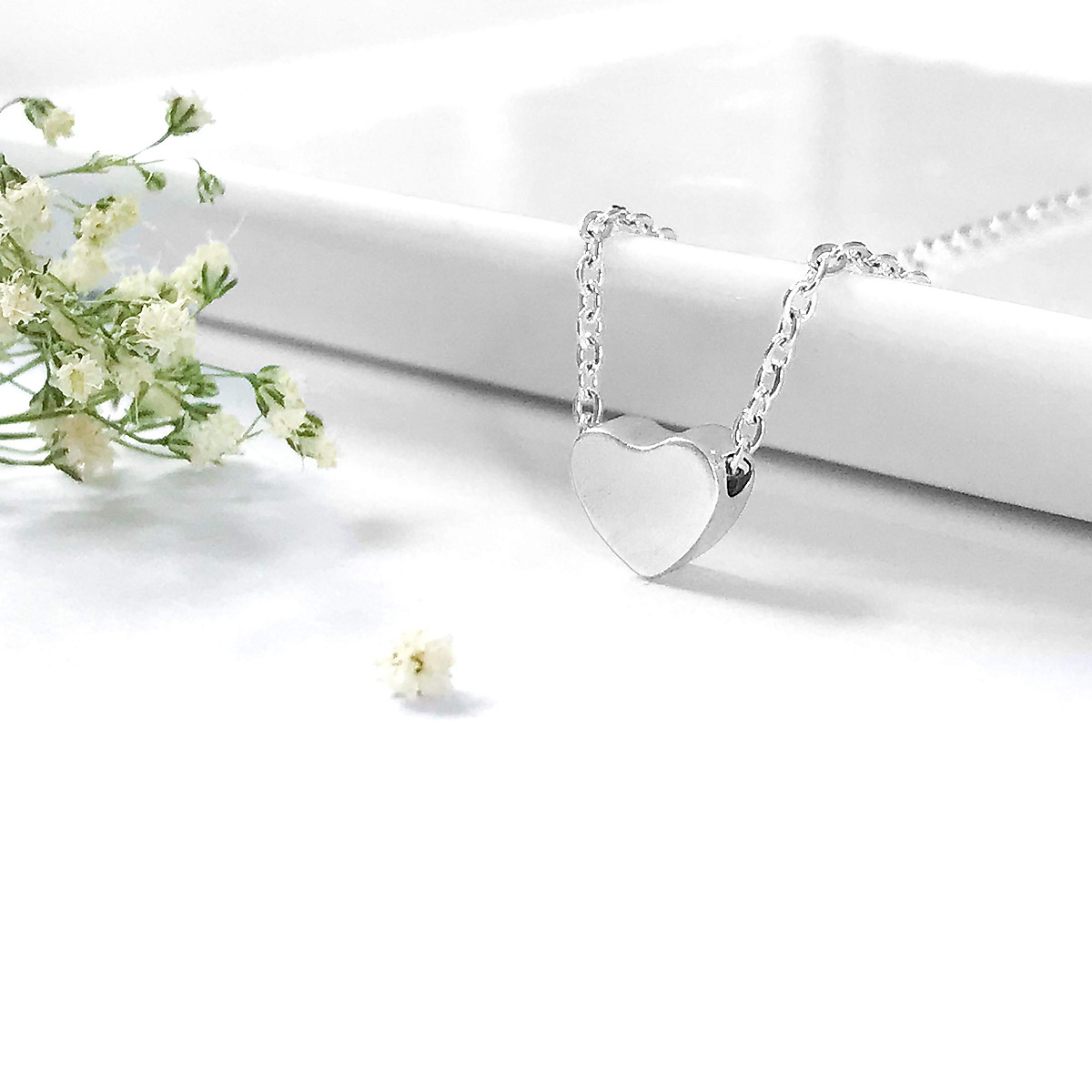 Altitude Boutique Heart Pendant Necklace for Women | Silver Plated Choker Necklace | Dainty Hypoallergenic Adjustable Chain 15in-18in (Silver)