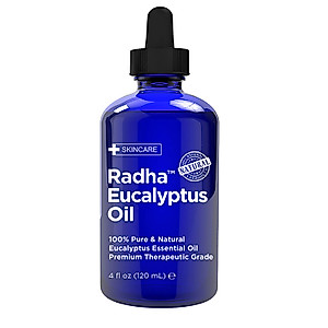 Radha Beauty Eucalyptus Essential Oil 4 oz - 100% Pure & Therapeutic Grade, Steam Distilled for Aromatherapy, Relaxation, Shower, Sauna, Bath, Steam Room and other DIY Projects.