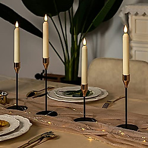 5plots Flameless Taper Candles Flickering with Remote Timer, 7 Inch Ivory Battery Operated Led Taper Candles, 6Pcs Plastic Roman Column Floating Taper Candles, Candlesticks for Halloween Christmas