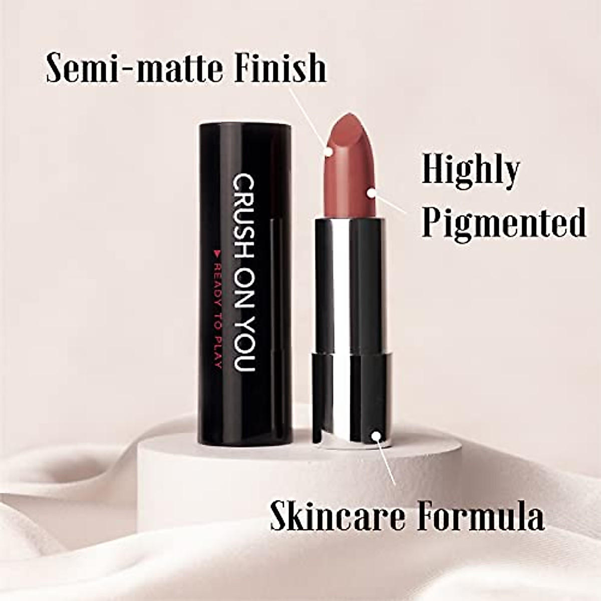 READY TO SHIINE Matte Lipstick for Women, Creamy Satin Finish, Burnt Sienna with a Rosy Orange Twist and Brownish Color, Vegan, Smooth Sheer Moisturizing, CRUSH ON YOU 302 Close to You
