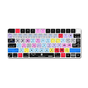 XSKN Shortcut and Language seriers Silicone Keyboard Cover Skin for 2021 New M1 Chip iMac Magic with Touch ID A2449 Lock Key A2450 Without Numeric keypad (US&EU Version Premiere Pro) K-382