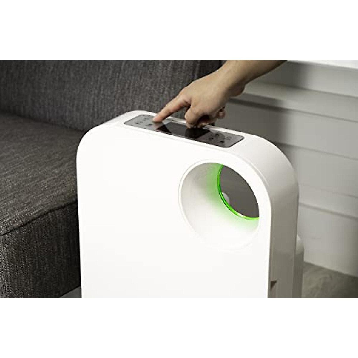 OVAL AIR AIR1000A 3-Stage H13 True HEPA 5-in-1 Air Purifier For Allergens,Dust,Pets,Allergies,Odor,Smoke,Pollen, Rooms up to 600 sq. ft., White, 13.8" X 7.5" X 25"