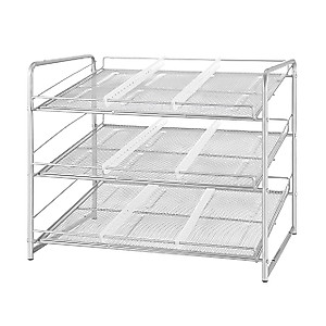 Vontreux Stackable Can Rack Organizer, Mesh Can Storage Dispenser for Kitchen Cabinet or Pantry, Silver