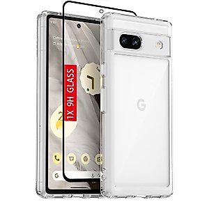 Guarishel for Google Pixel 7a Case: with [Tempered Glass Screen Protector][Built-in 4 Airbags][Not-Yellowing] Military-Grade Shockproof Protective Phone case for Google Pixel 7a, Crystal Clear