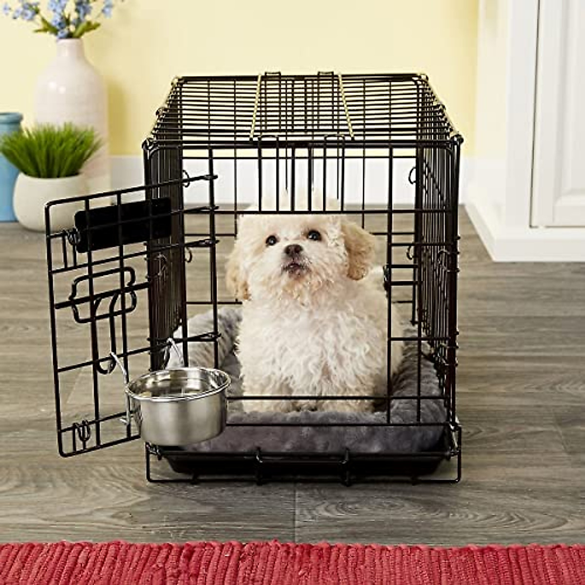 SPOT By Ethical Products - Stainless Steel Coop Cup Wire Hanger Kennel Pet Bowl For Dogs Cats Birds and Reptiles - 10oz